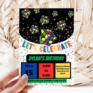 Editable Puzzle Cube Favor Tag Template, Puzzle Cube Birthday Thank You ...