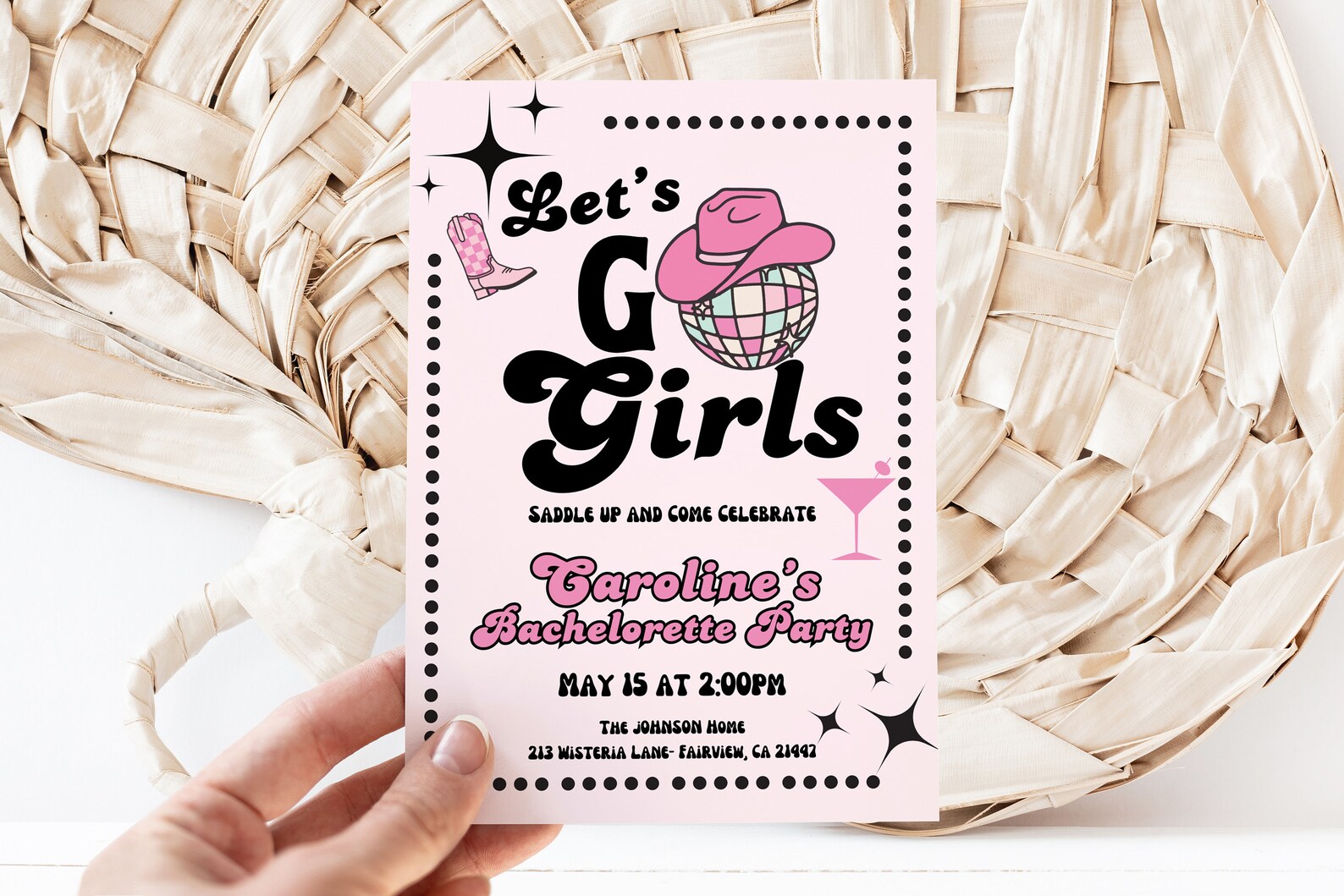 Editable Let's Go Girls Bachelorette Party Invitation Template, Country ...