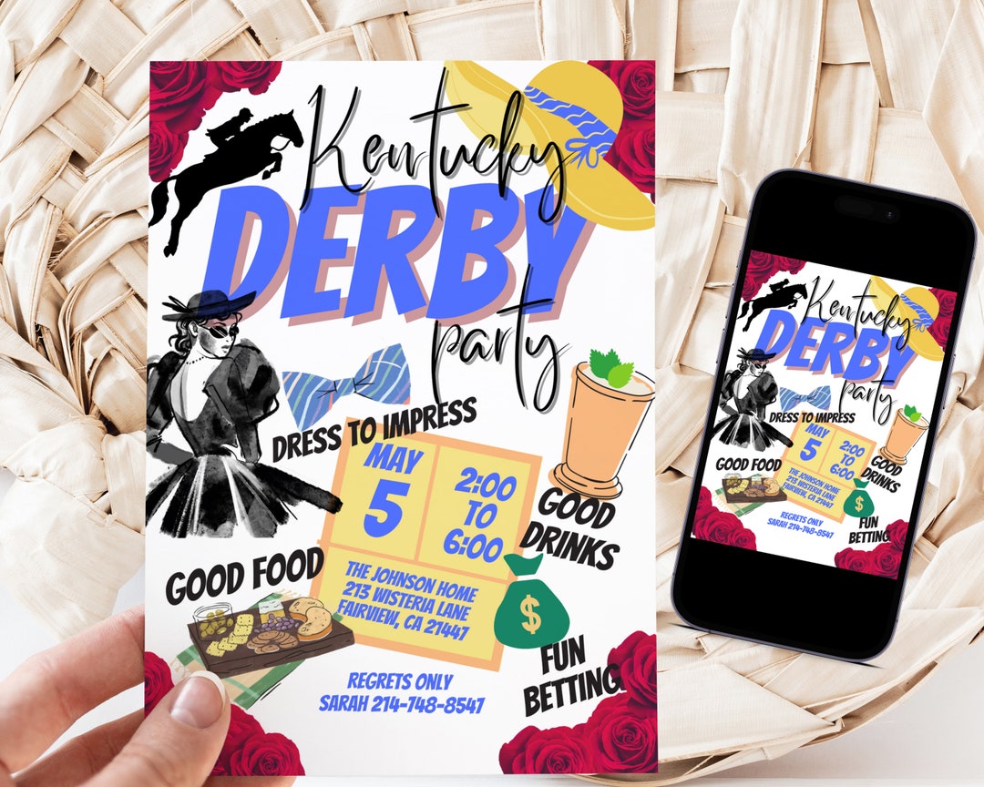 Editable Kentucky Derby Invitation Template, Run for the Roses Kentucky ...
