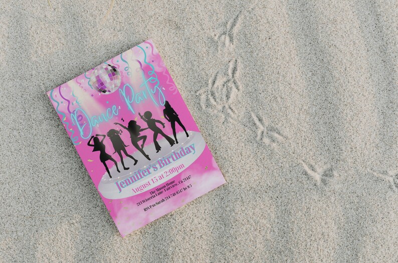 Editable Hot Pink Dance Party Invitation Template, Disco Dance Party ...