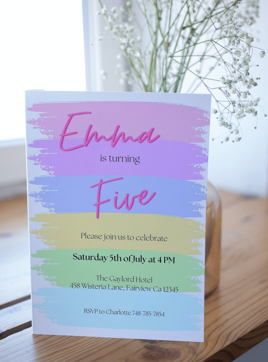 Pastel Rainbow Birthday Invitation Pastel Invite Rainbow - Etsy