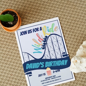Editable Wild Ride Roller Coaster Birthday Invitation Template ...