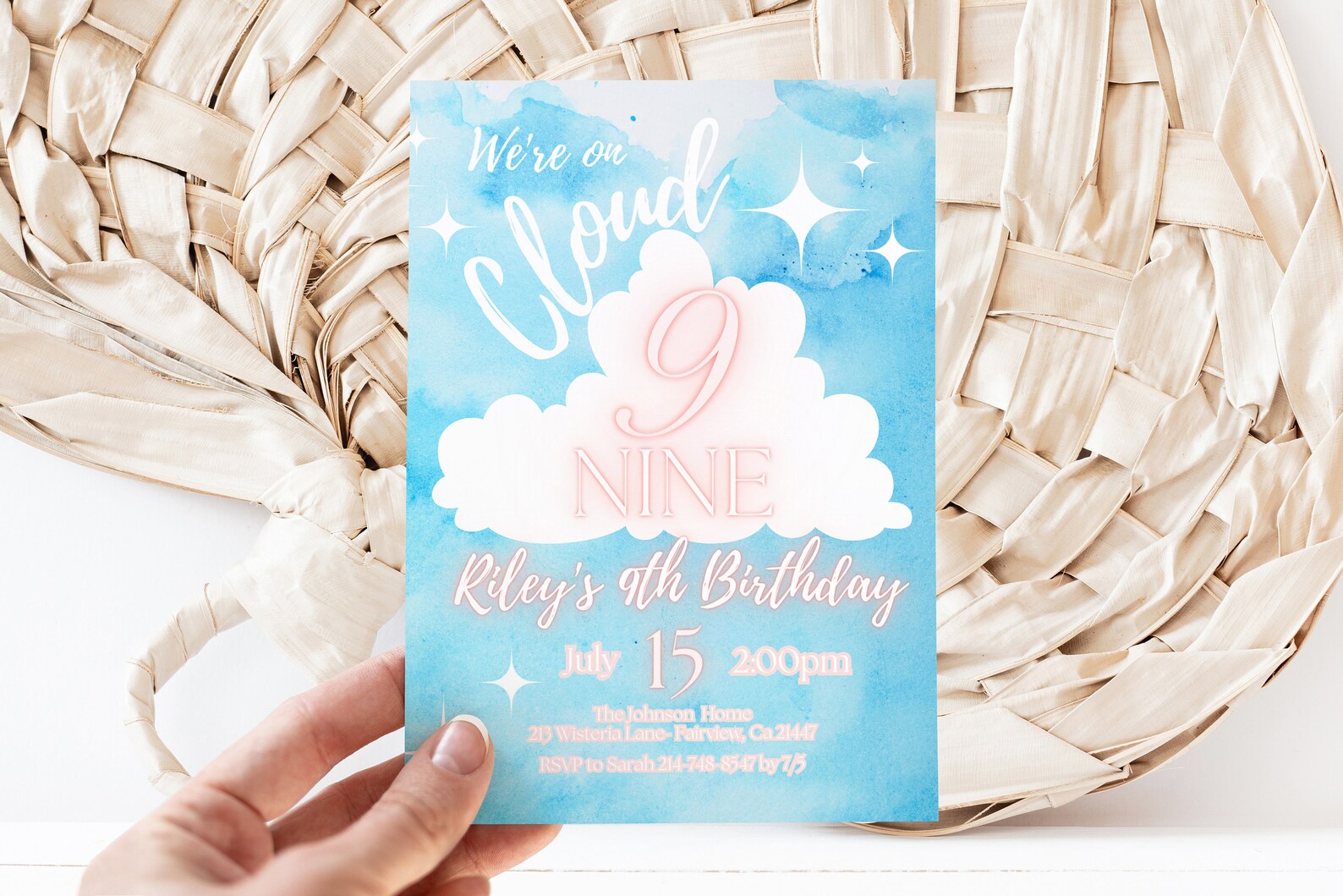 Editable Cloud Nine Birthday Invitation Template, Cloud Nine Party ...