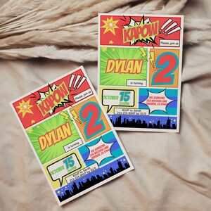 Editable Comic Book Birthday Invitation Template, Superhero Party ...