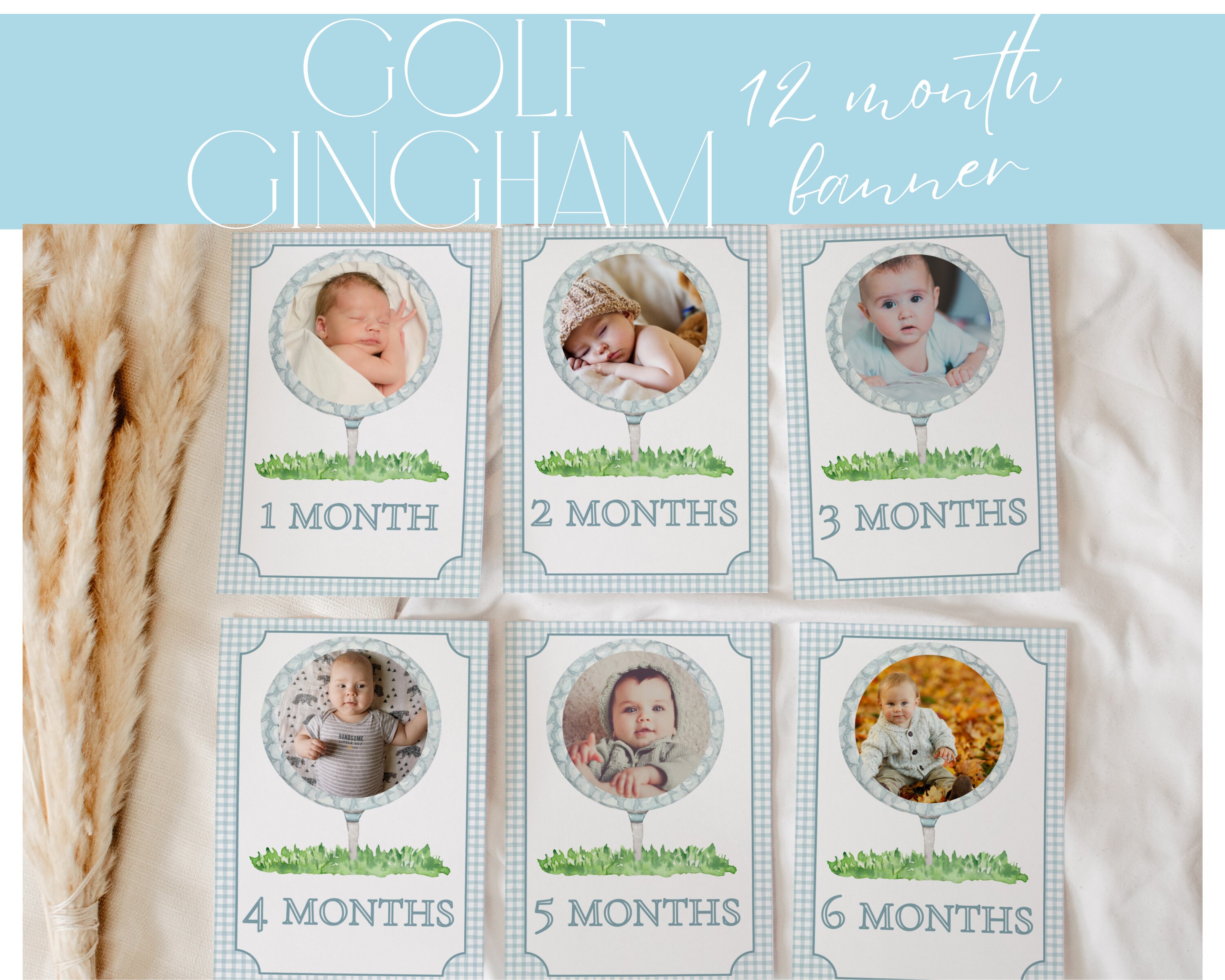 Editable Preppy Blue Gingham Golfing Birthday Party Bundle, Swing on by ...