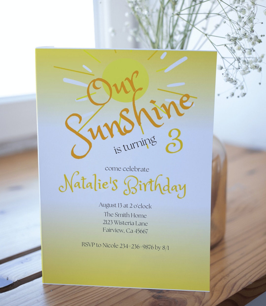 Our Sunshine Invitation, Sun Invite, Girl Party Inviation, Instant ...