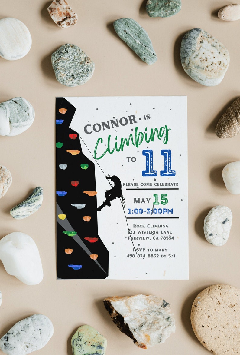 Rock Climbing Birthday Invitation Template, Rock Climbing Invite, Rock ...