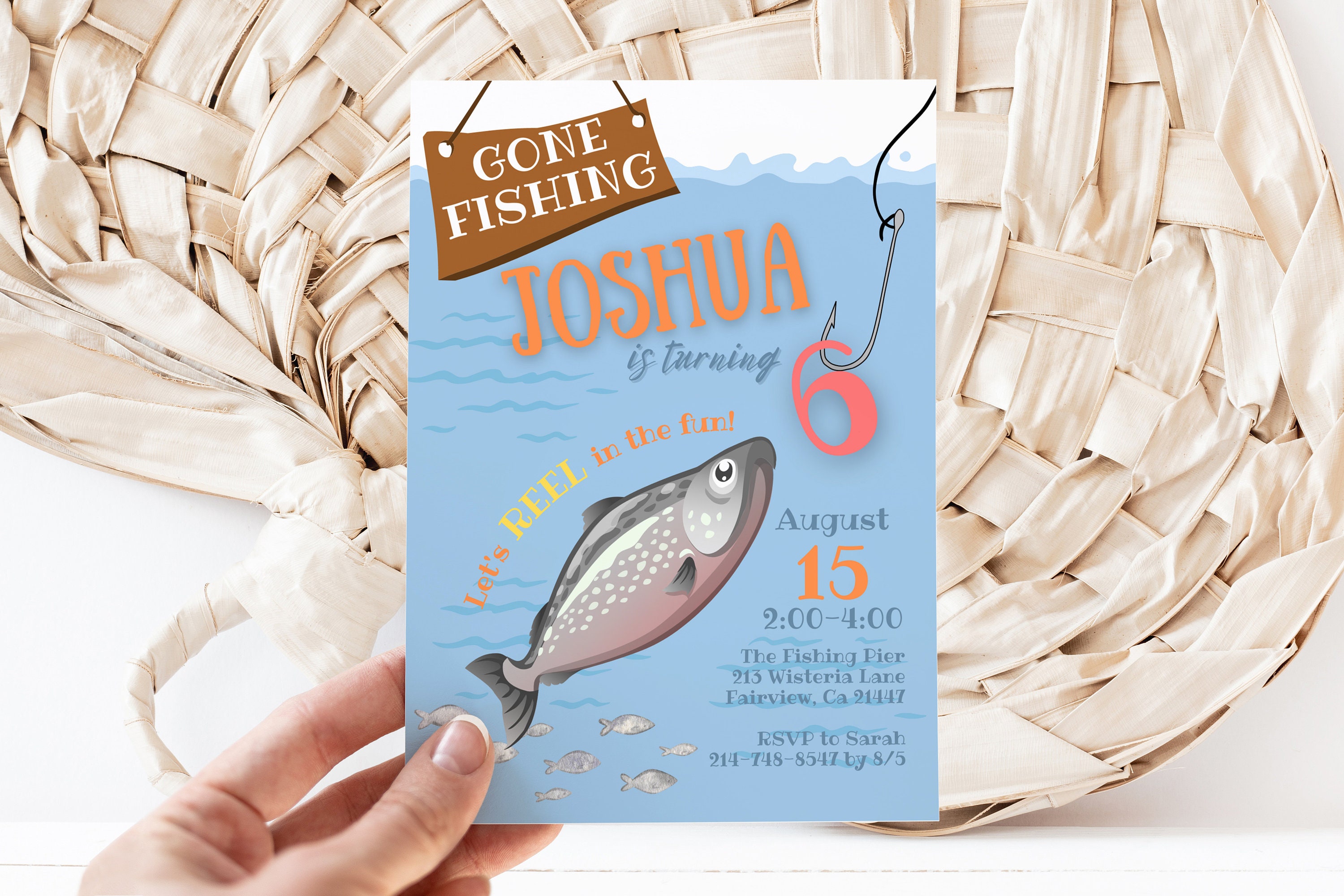 Editable Fishing Birthday Invitation Template, Kid's Fish Party, Fish ...