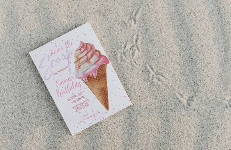 Editable Here's the Scoop Ice Cream Party Invitation - Etsy