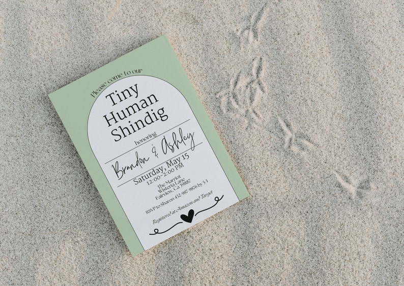 Editable Tiny Human Shindig Invitation Bundle Template, Neutral Baby ...
