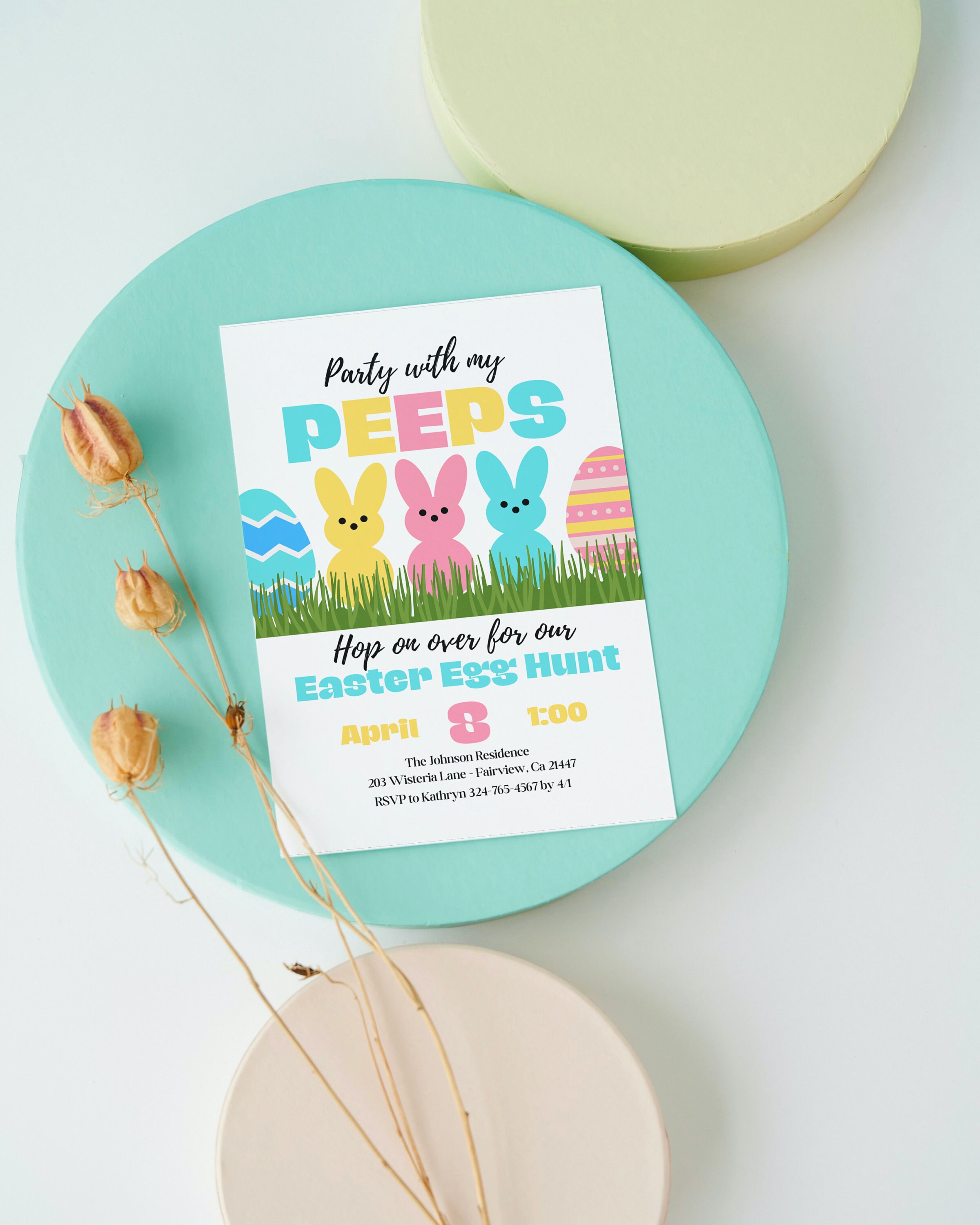 Party With My Peeps Easter Egg Hunt Invitation, Easter Invitation ...