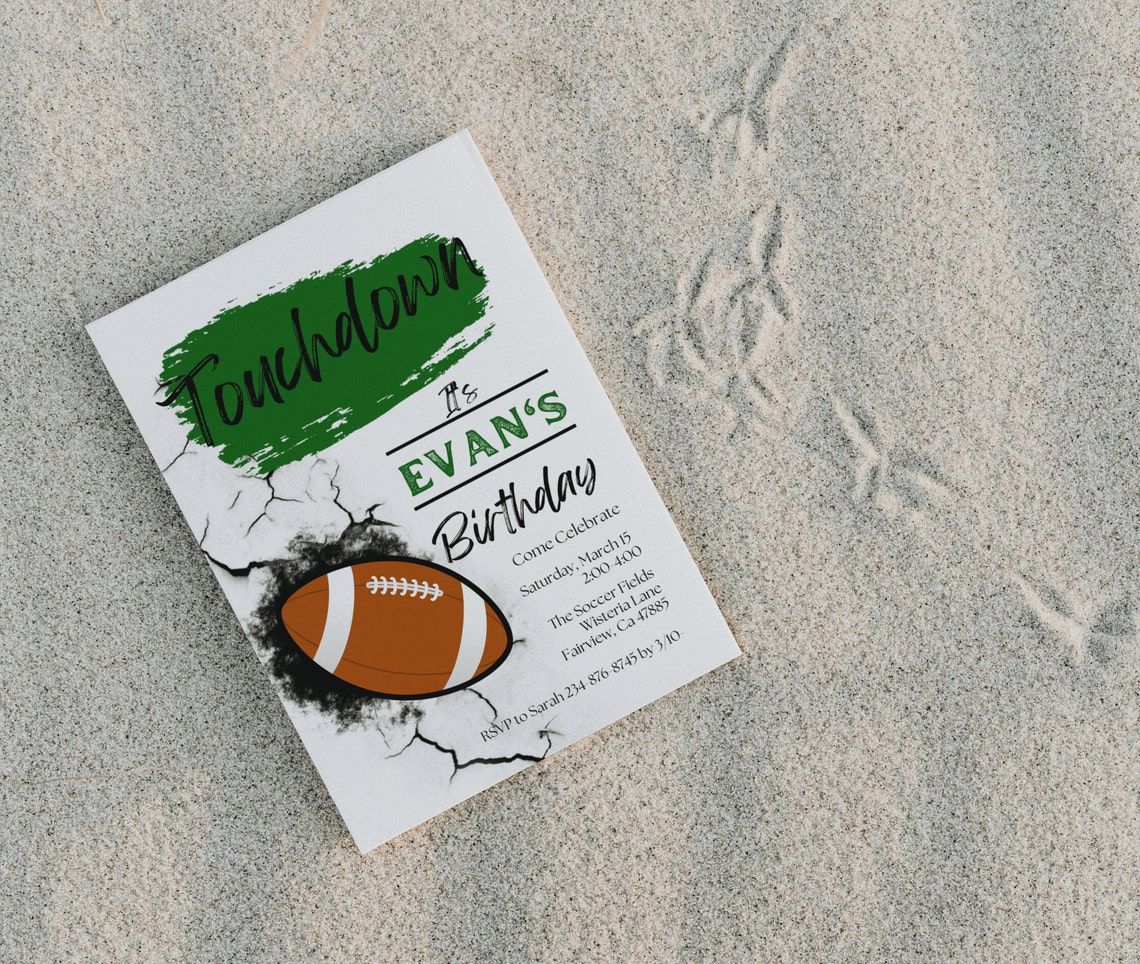 Editable Touchdown Football Birthday Invitation Template - Etsy
