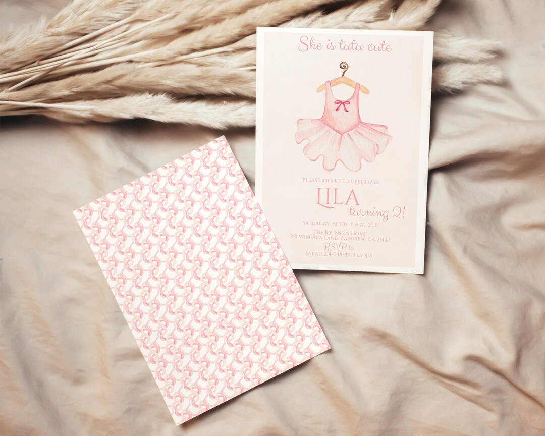 Editable She is Tutu Cute Ballerina Birthday Invitation Template ...
