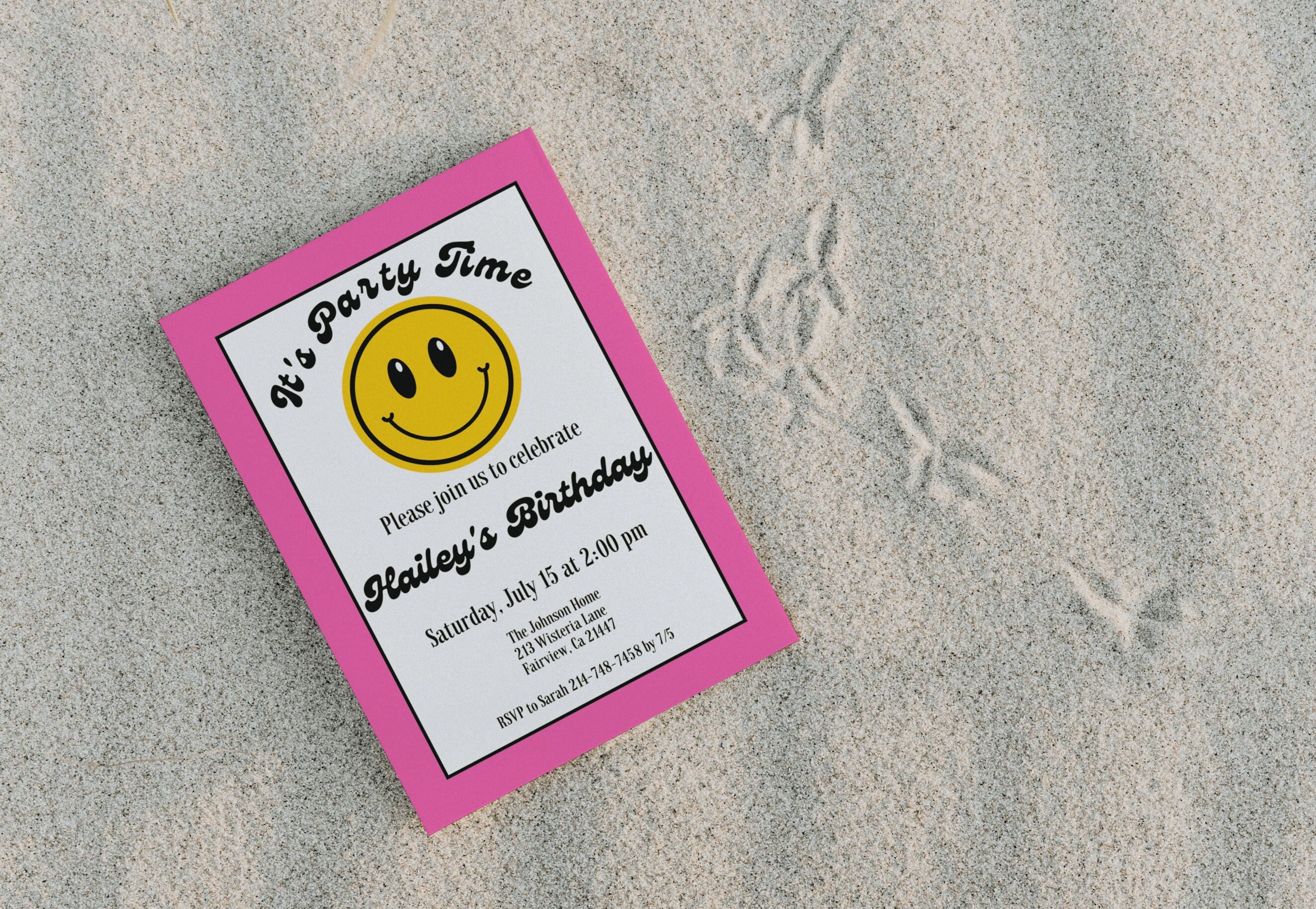 Editable Smile Face It's Party Time Birthday Invitation - Etsy