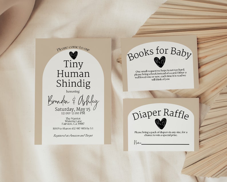 Editable Tiny Human Shindig Baby Shower Bundle Invitation Template, Neutral Baby Shower Invite ...