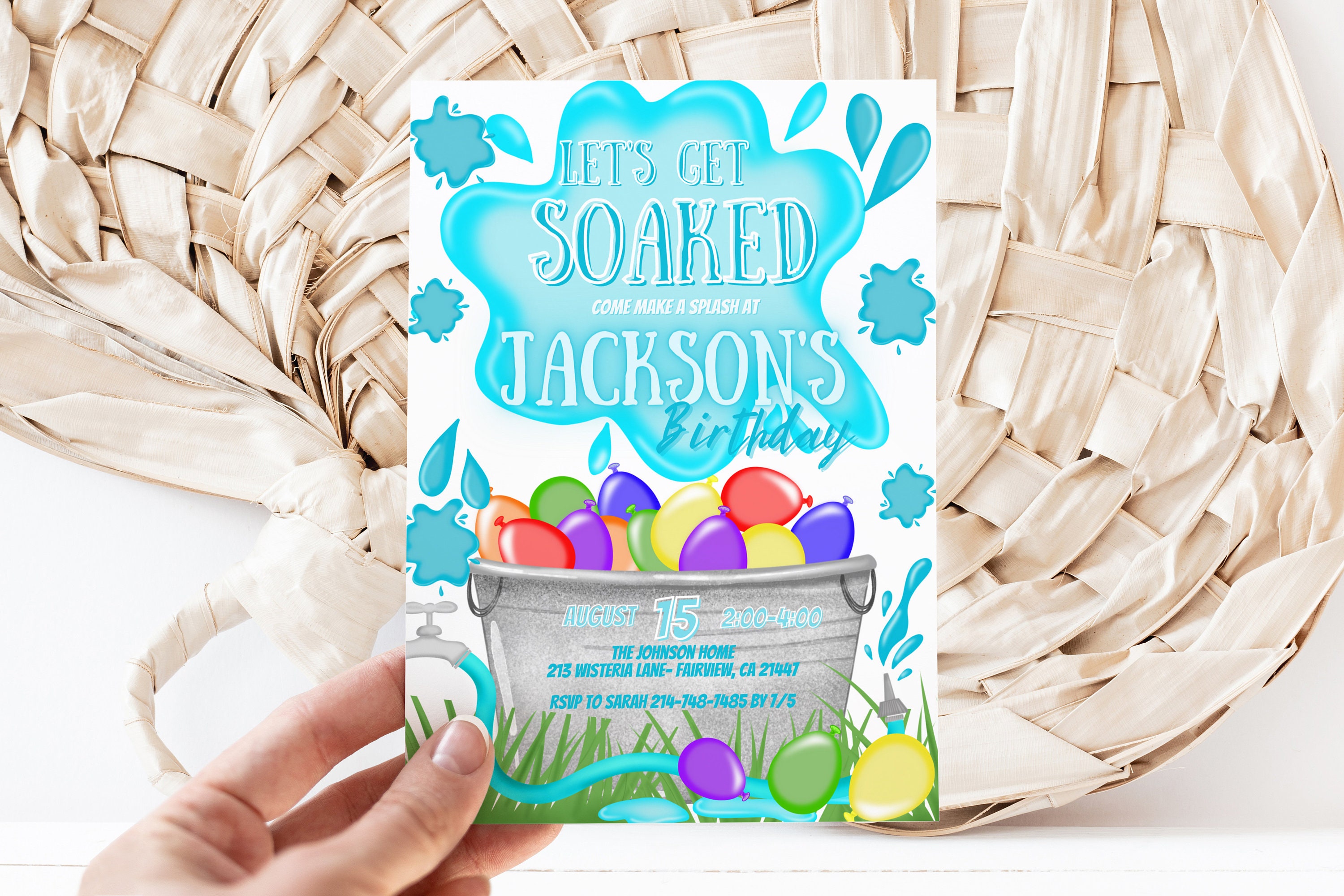 Editable Summer Time Water Balloon Birthday Party Bundle Templates ...