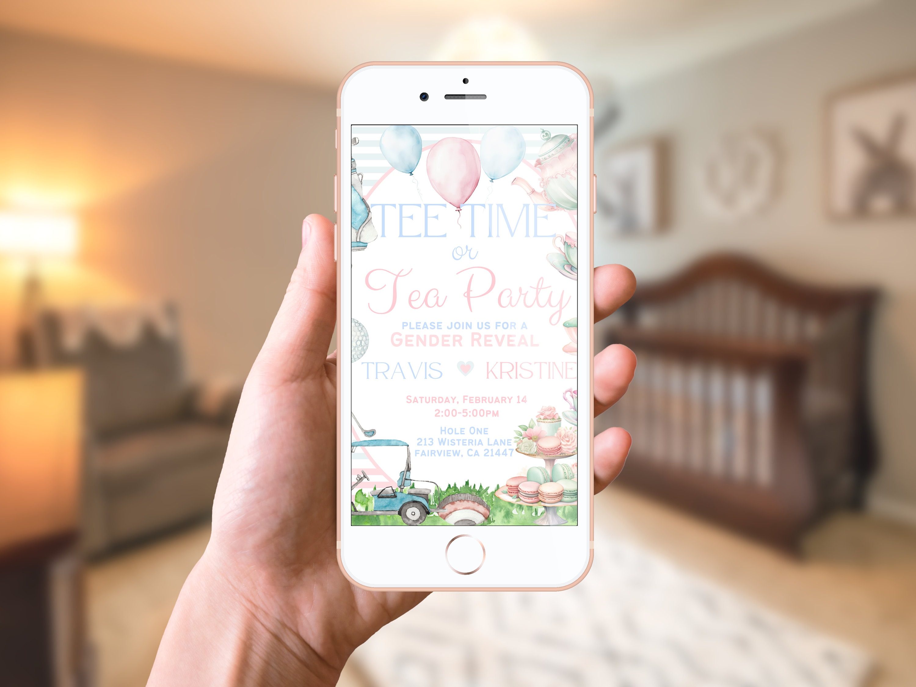 Tee Time or Tea Party? Gender Reveal Invitation, Golf or Tea, Boy or ...