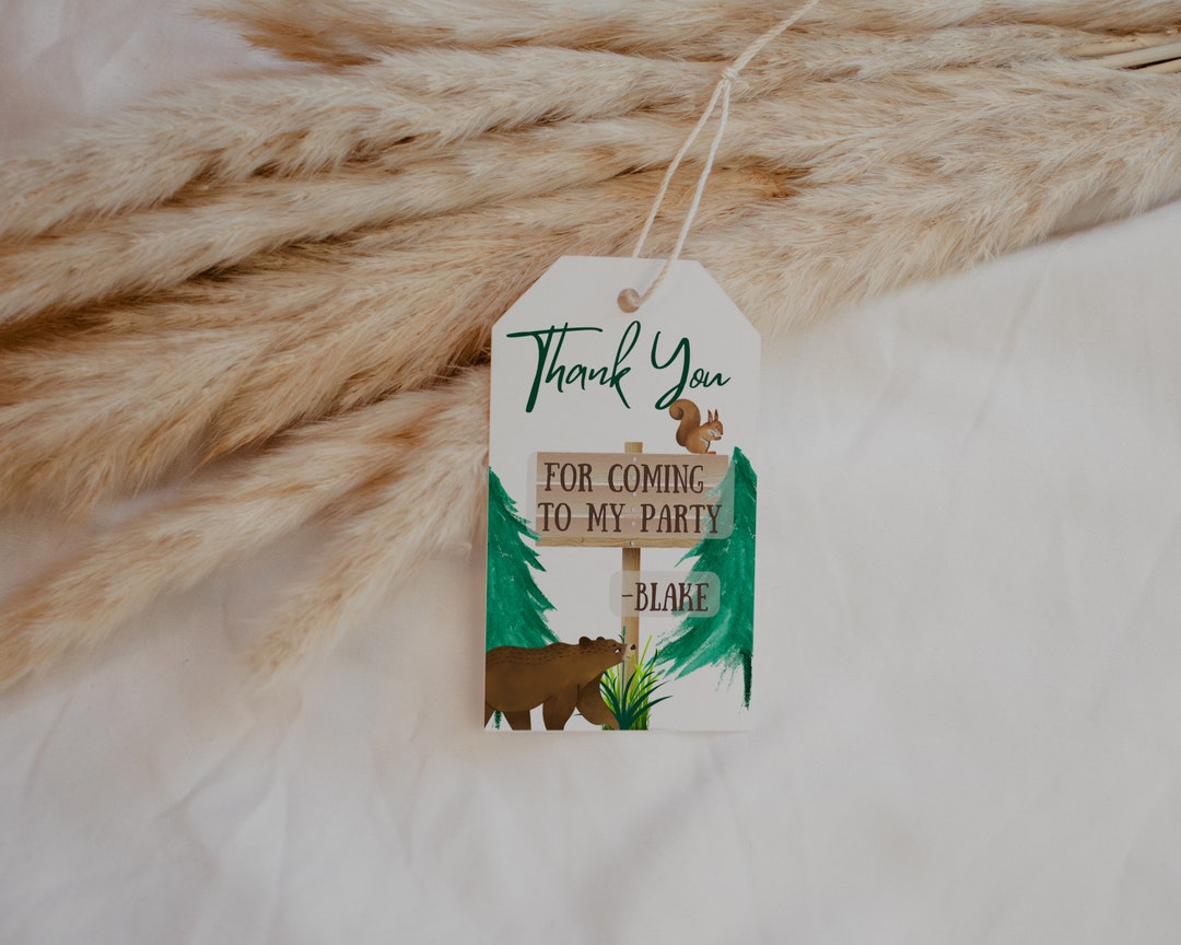 Editable ONE Happy Camper Favor Tag Template, First Birthday Camping ...