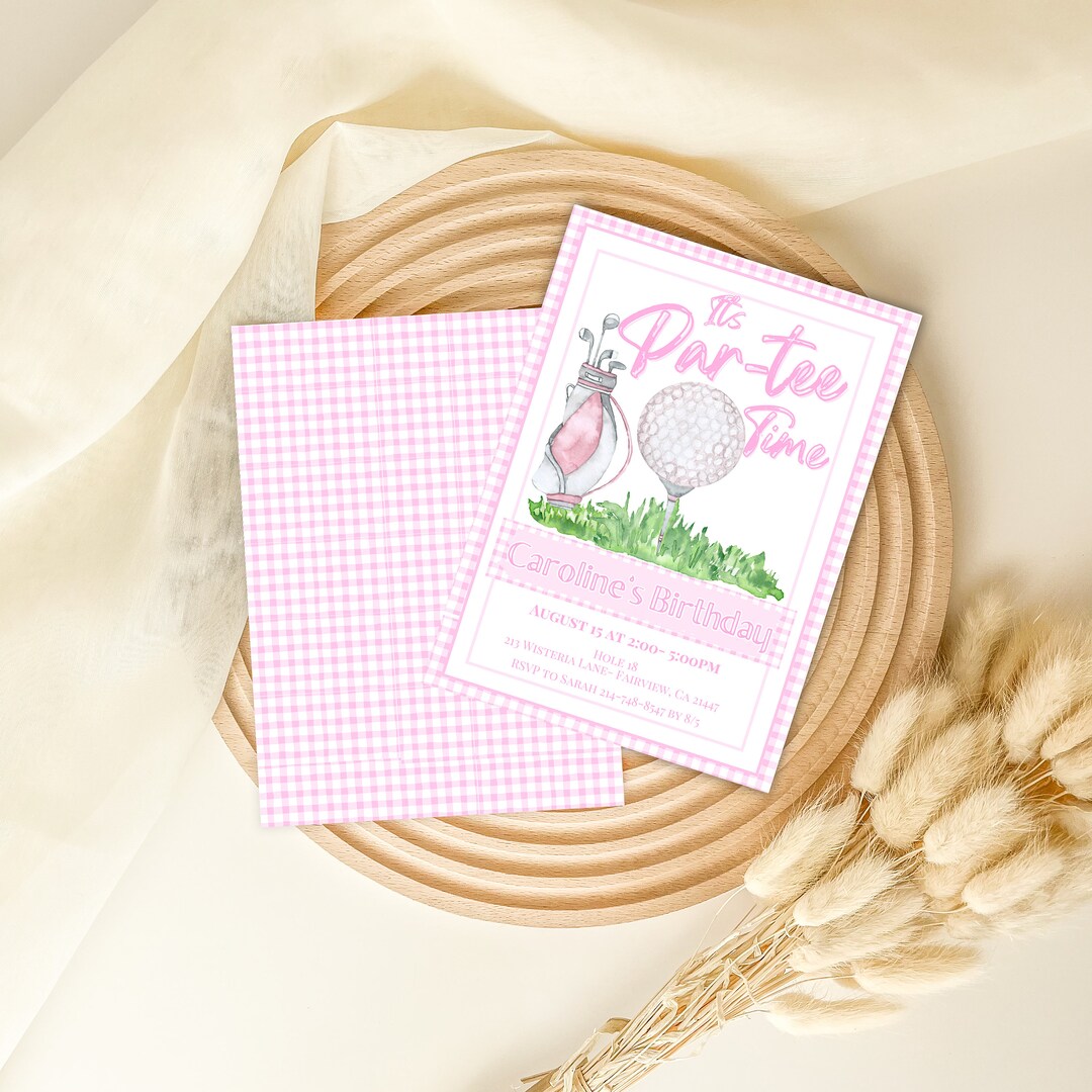 Editable Let's Par-tee Girl's Golf Birthday Invitation Template, Women ...