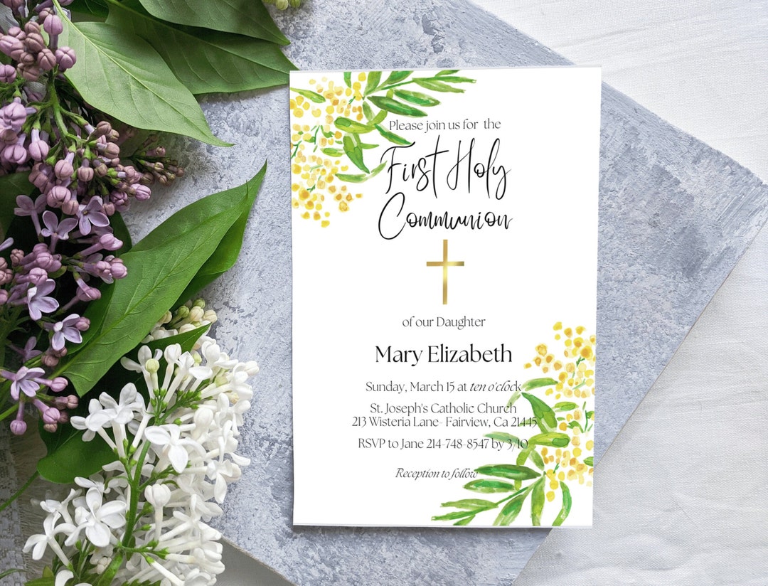 Editable First Holy Communion Invitation Template, Communion Invite ...