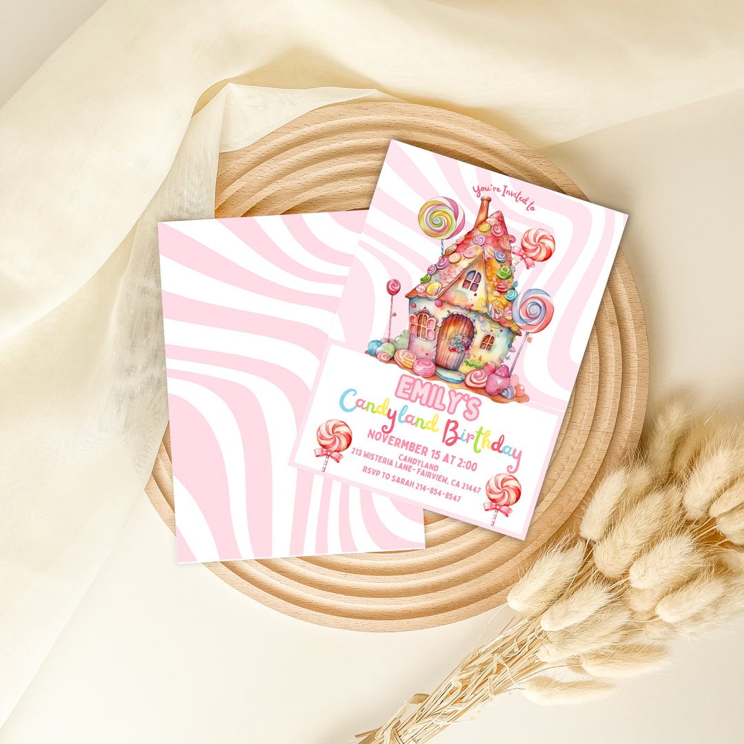 Editable Candyland Birthday Invitation Template, Candy Themed Birthday ...