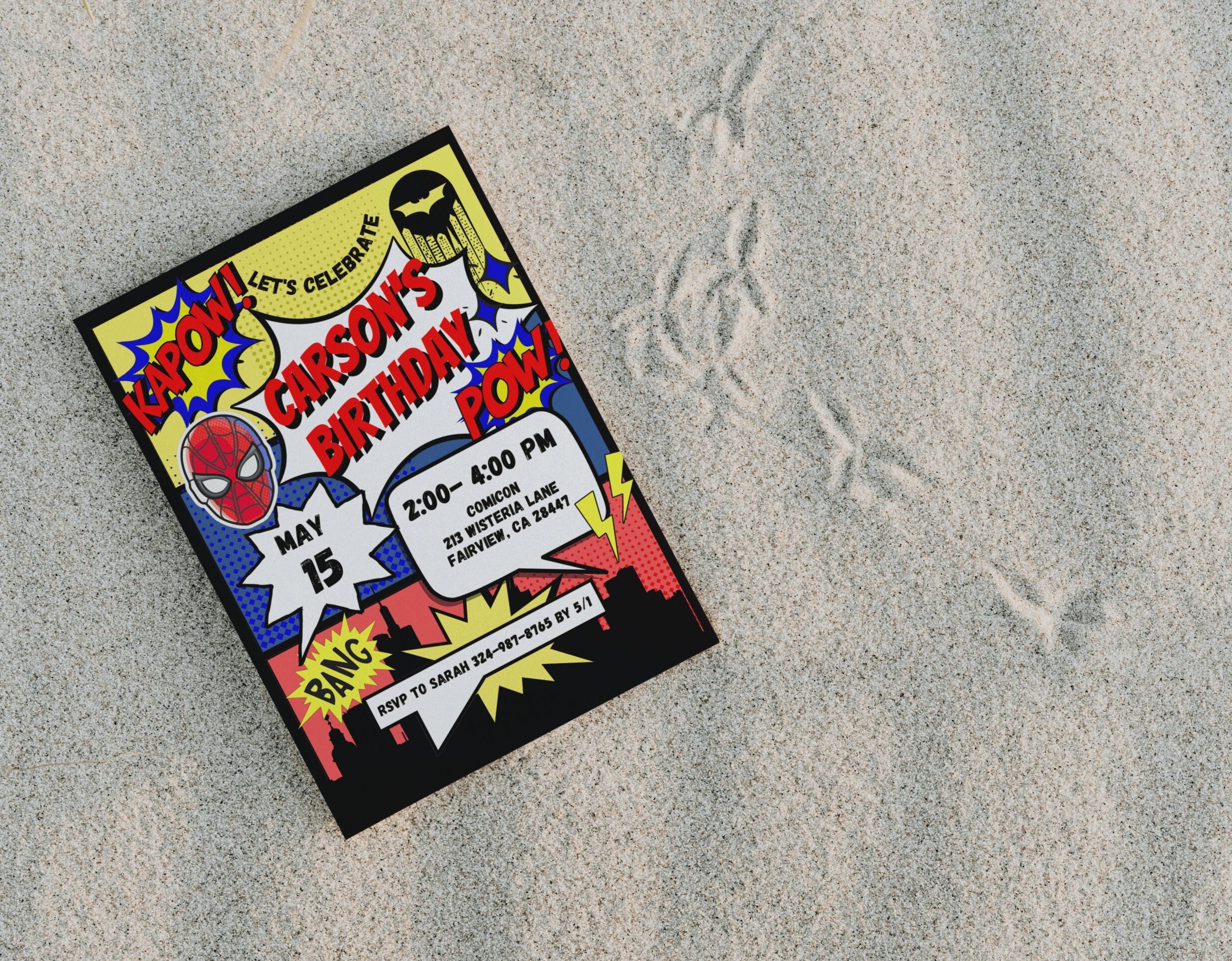 Editable Comic Super Hero Invitation Template, Comic Book Invite ...