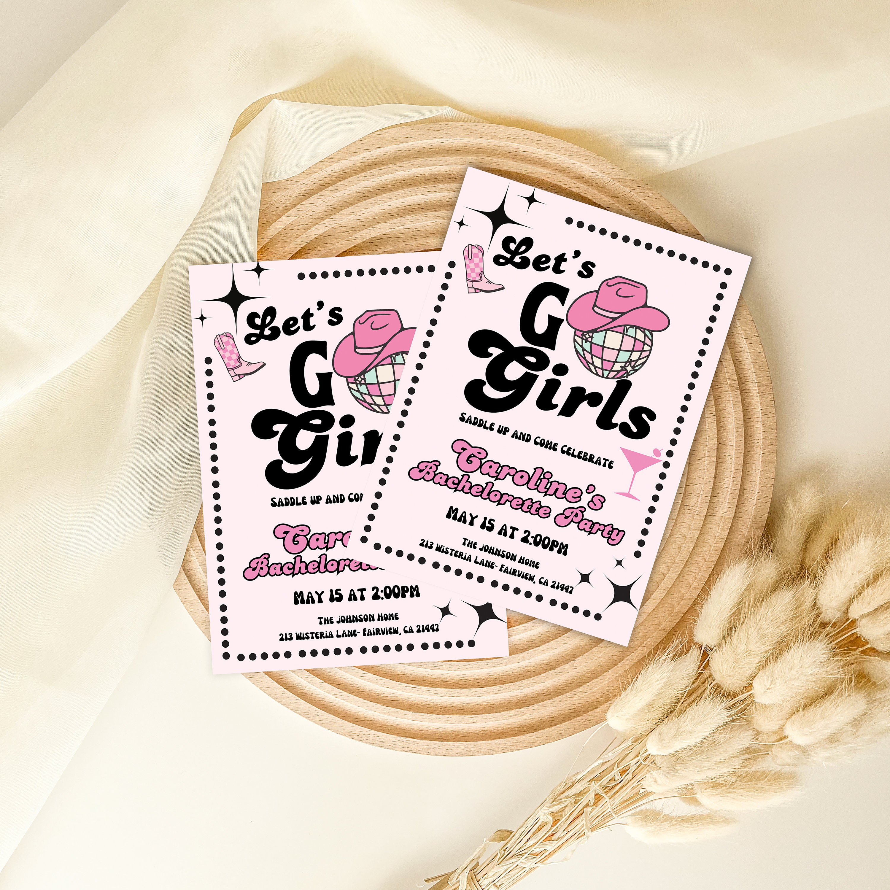 Editable Let's Go Girls Bachelorette Party Invitation Template, Country ...