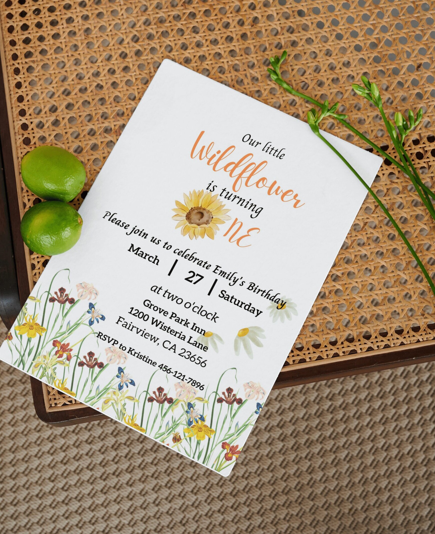 Wildflower Birthday Invitation Wildflower One Birthday - Etsy