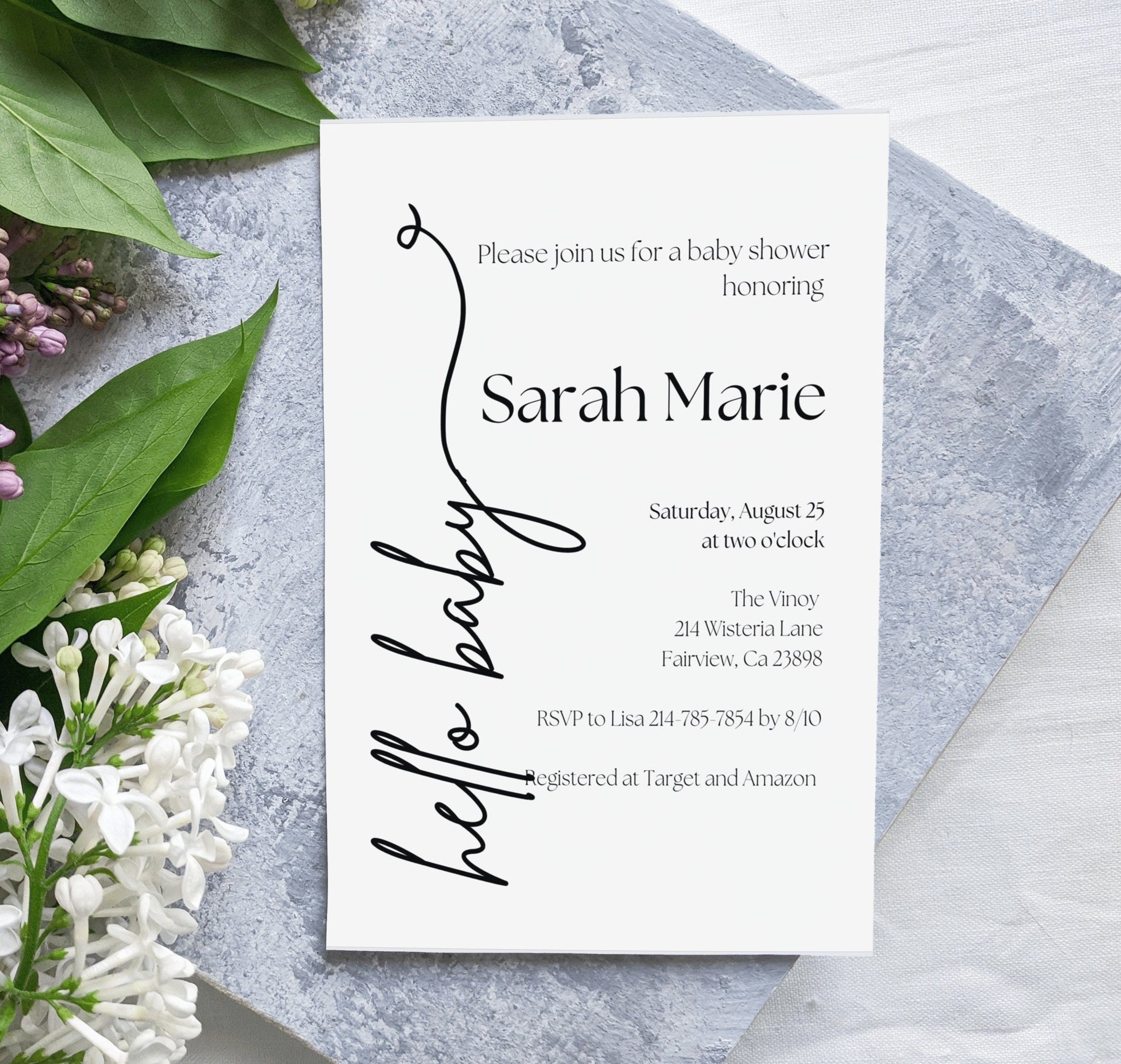 Hello Baby Baby Shower Invitation, Baby Shower Invite, Neutral Baby ...