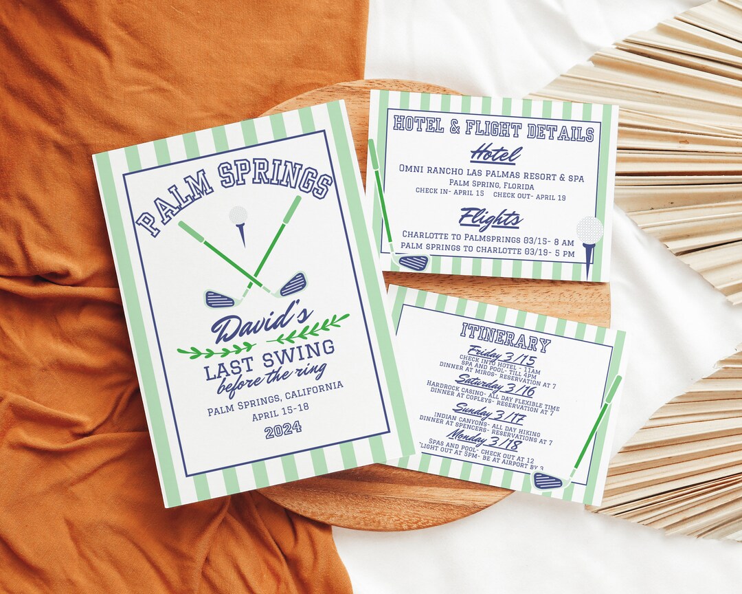 Editable Preppy Last Swing Before the Ring Golfing Bachelor Party ...