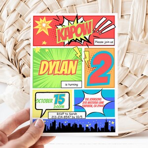 Editable Comic Book Birthday Invitation Template, Superhero Party ...