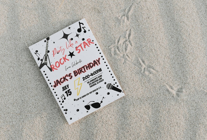 Editable Party Like a Rock Star Birthday Invitation Template - Etsy