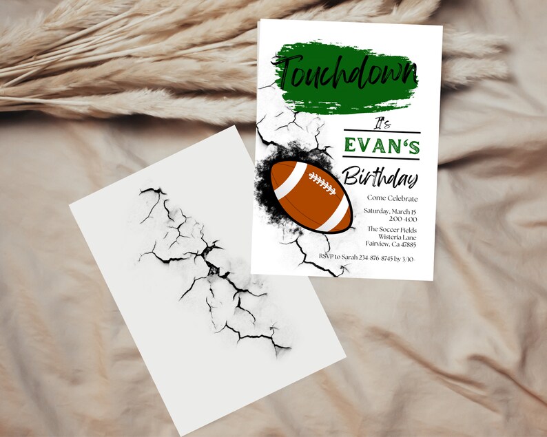 Editable Touchdown Football Birthday Invitation Template - Etsy