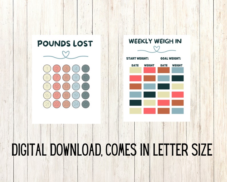 Weight Loss Tracker | 25 LBS Tracker | Weekly Weigh in | Instant ...