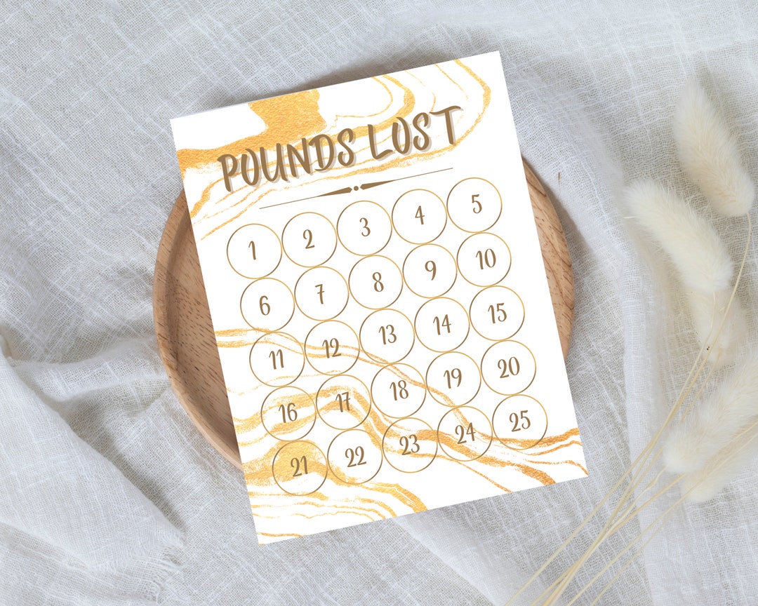 Weight Loss Tracker | 25 LBS Tracker | Weekly Weigh in | Digital Print ...