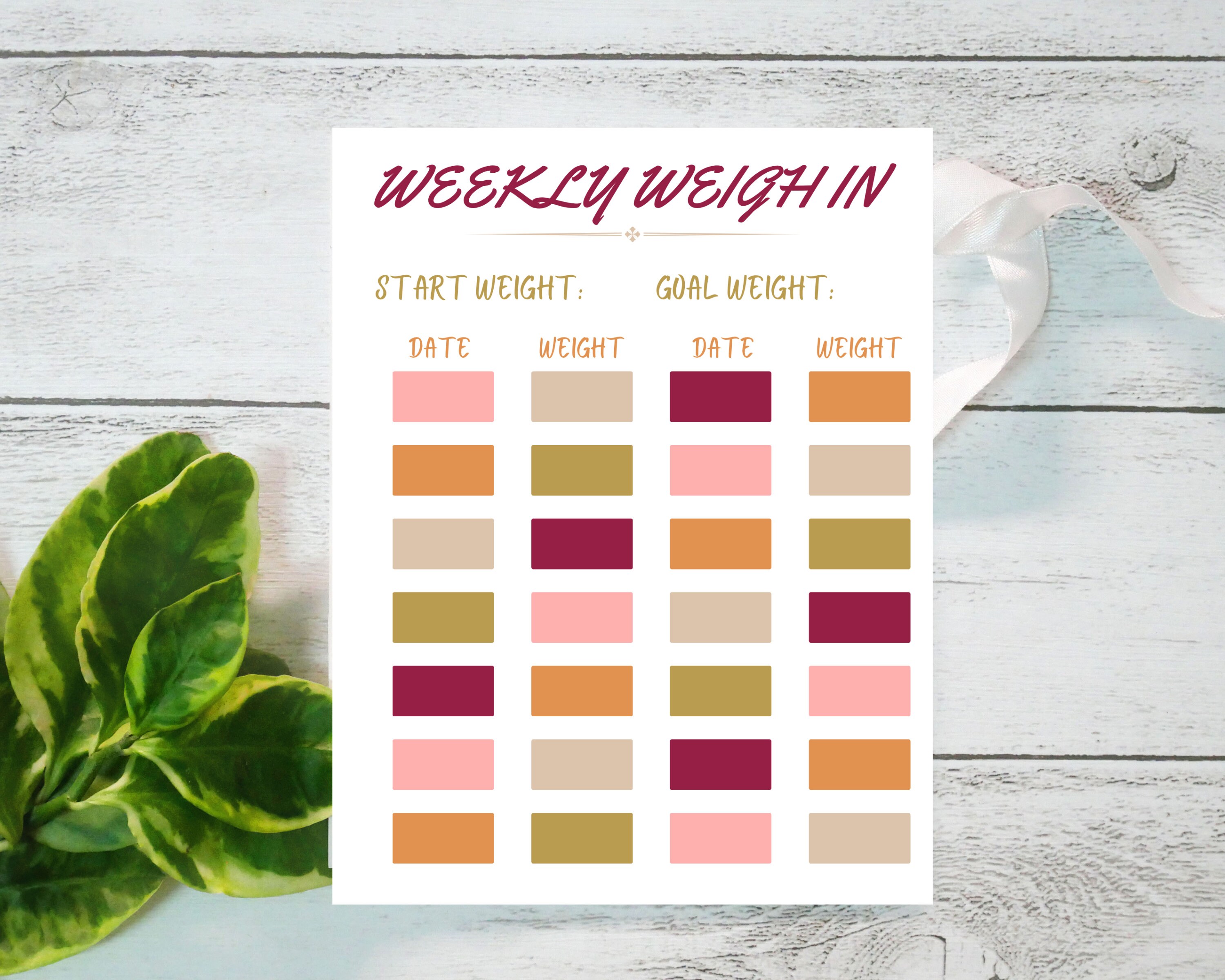 Weight Loss Tracker | 25 LBS Tracker | Weekly Weigh in | Instant ...