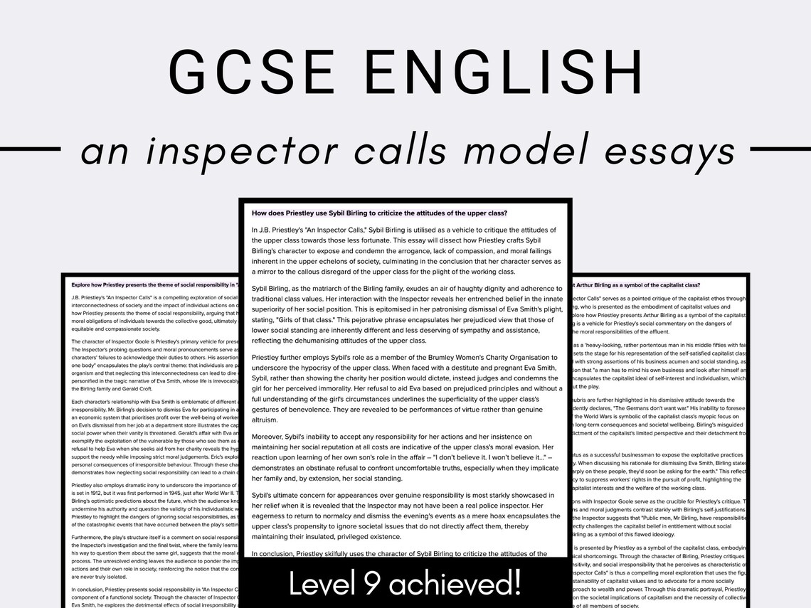 GCSE English Model Essays: an Inspector Calls (grade 9 Achieved!) - Etsy