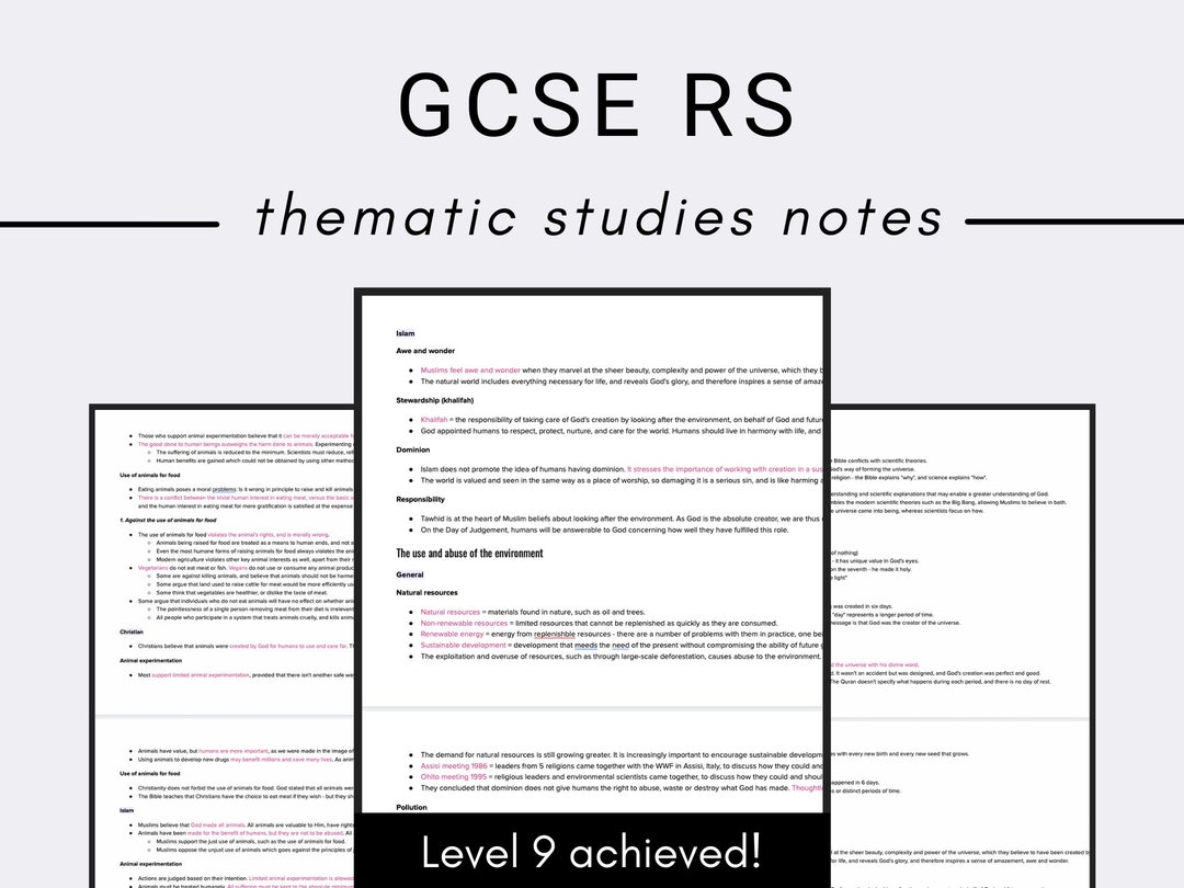 GCSE Religious Studies Notes: Thematic Studies (grade 9 Achieved ...