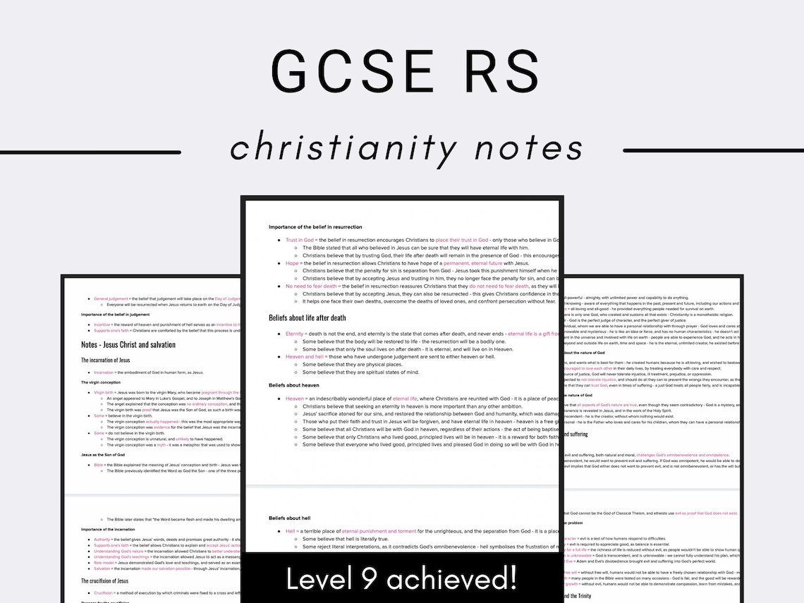 GCSE Religious Studies Notes: Christianity (grade 9 Achieved!) - Etsy