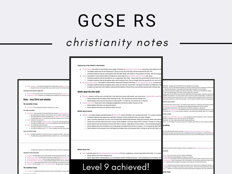 GCSE Religious Studies Notes: Christianity (grade 9 Achieved!) - Etsy