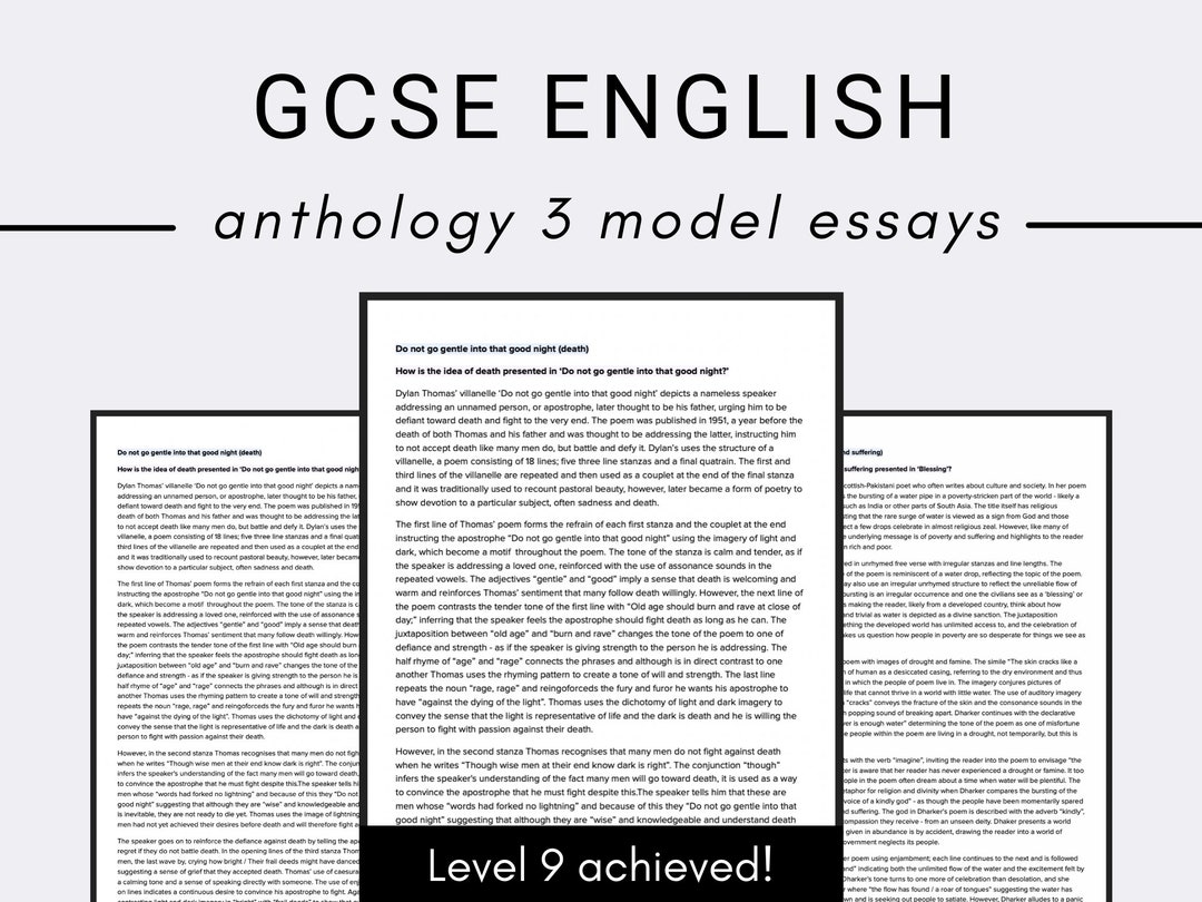 IGCSE English Model Essays: Anthology Section 3 (grade 9 Achieved ...