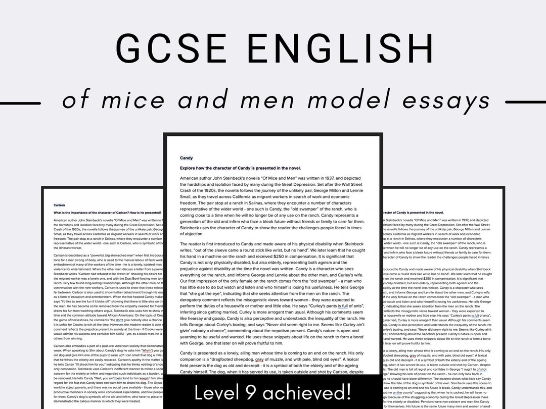 IGCSE English Model Essays: of Mice and Men (grade 9 Achieved!) - Etsy UK