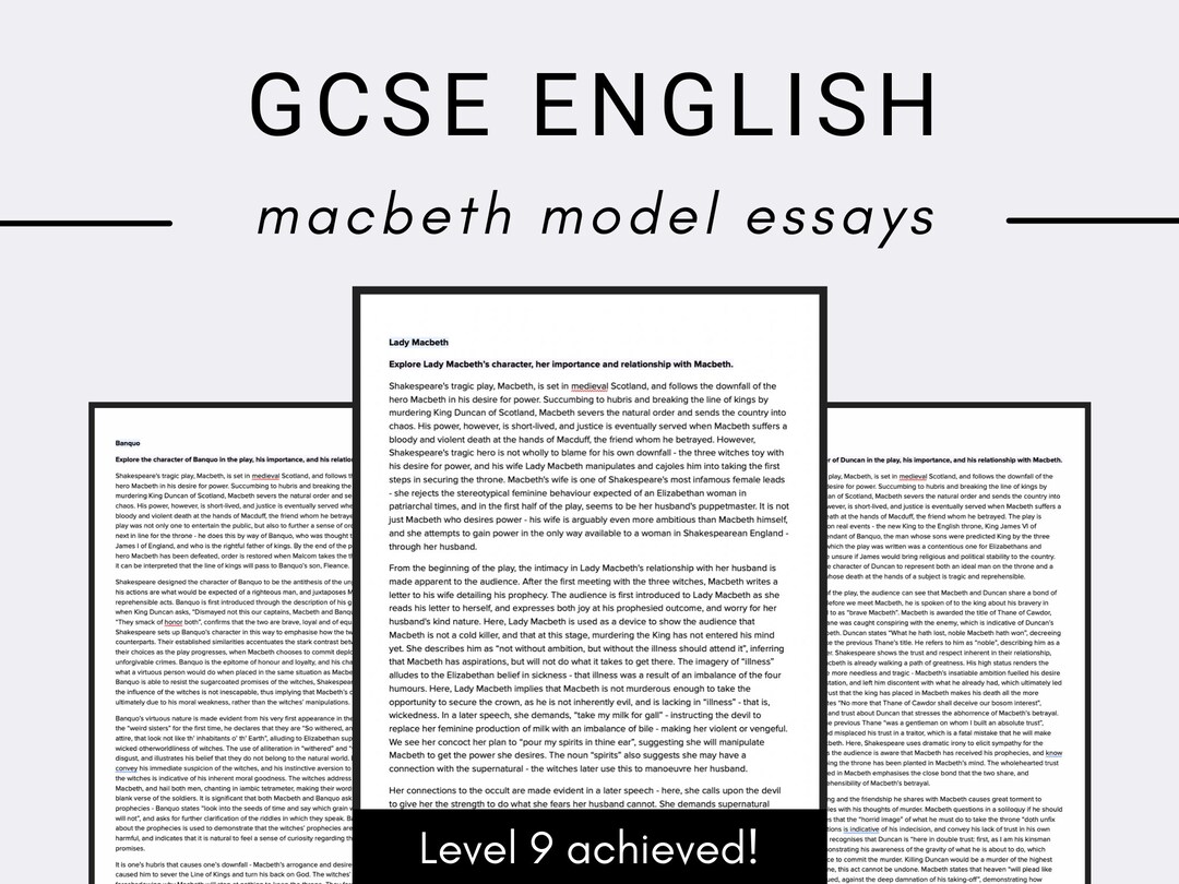 IGCSE English Model Essays: Macbeth (grade 9 Achieved!) - Etsy