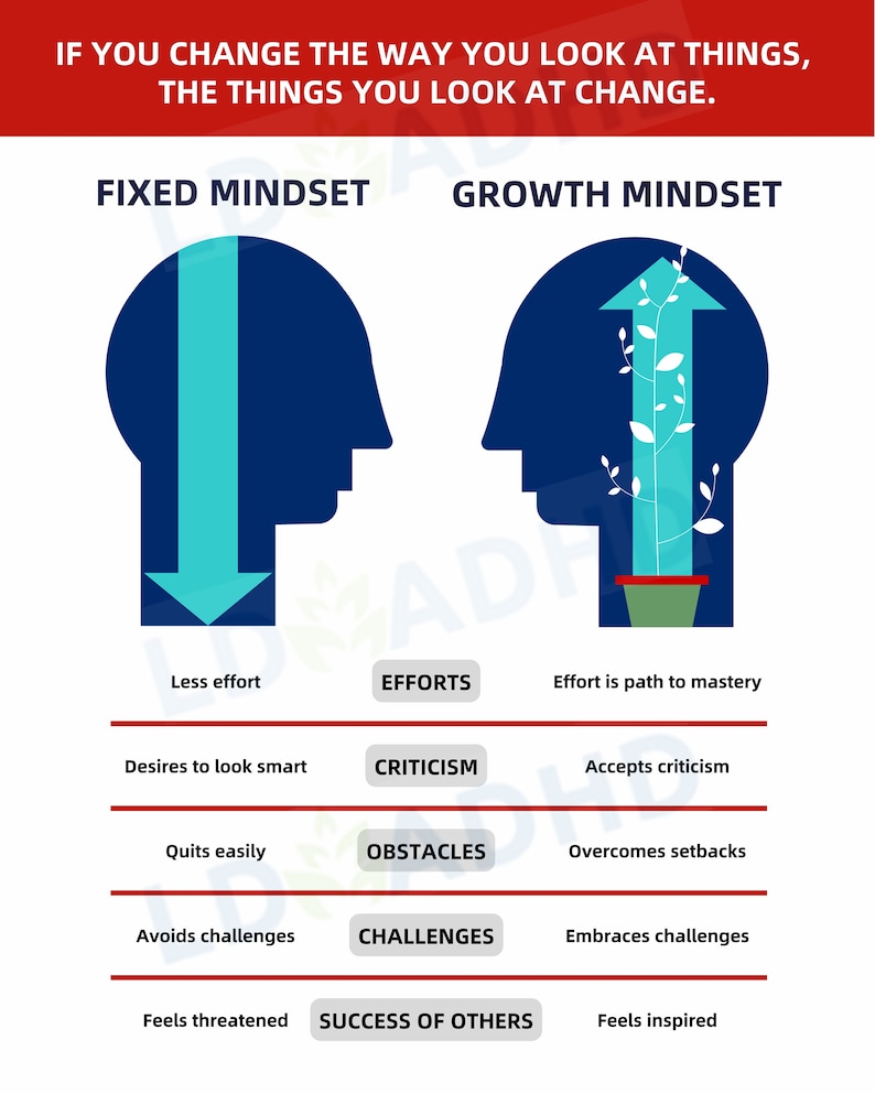 Fixed Vs Growth Mindset Poster: Classroom Office Decor (digital ...