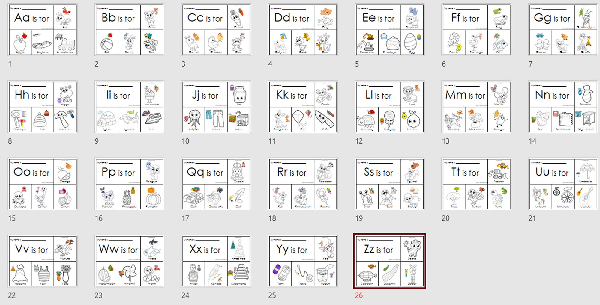 Printable Coloring Alphabet Flip Book for Grade Levels: Preschool, Pre ...