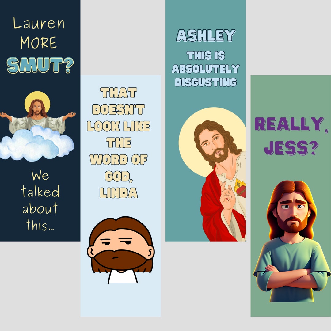 Hilarious Set of 4 Personalized Disappointed Jesus Bookmarks for Smut ...