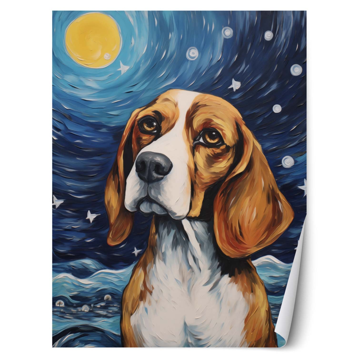 Starry Night Beagle Poster - Etsy