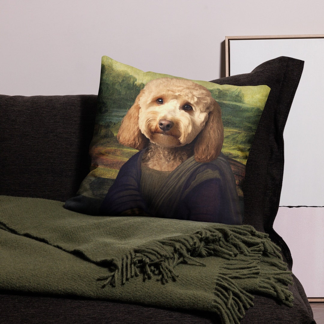 Mona Lisa Poodle 22 Throw Pillow - Etsy