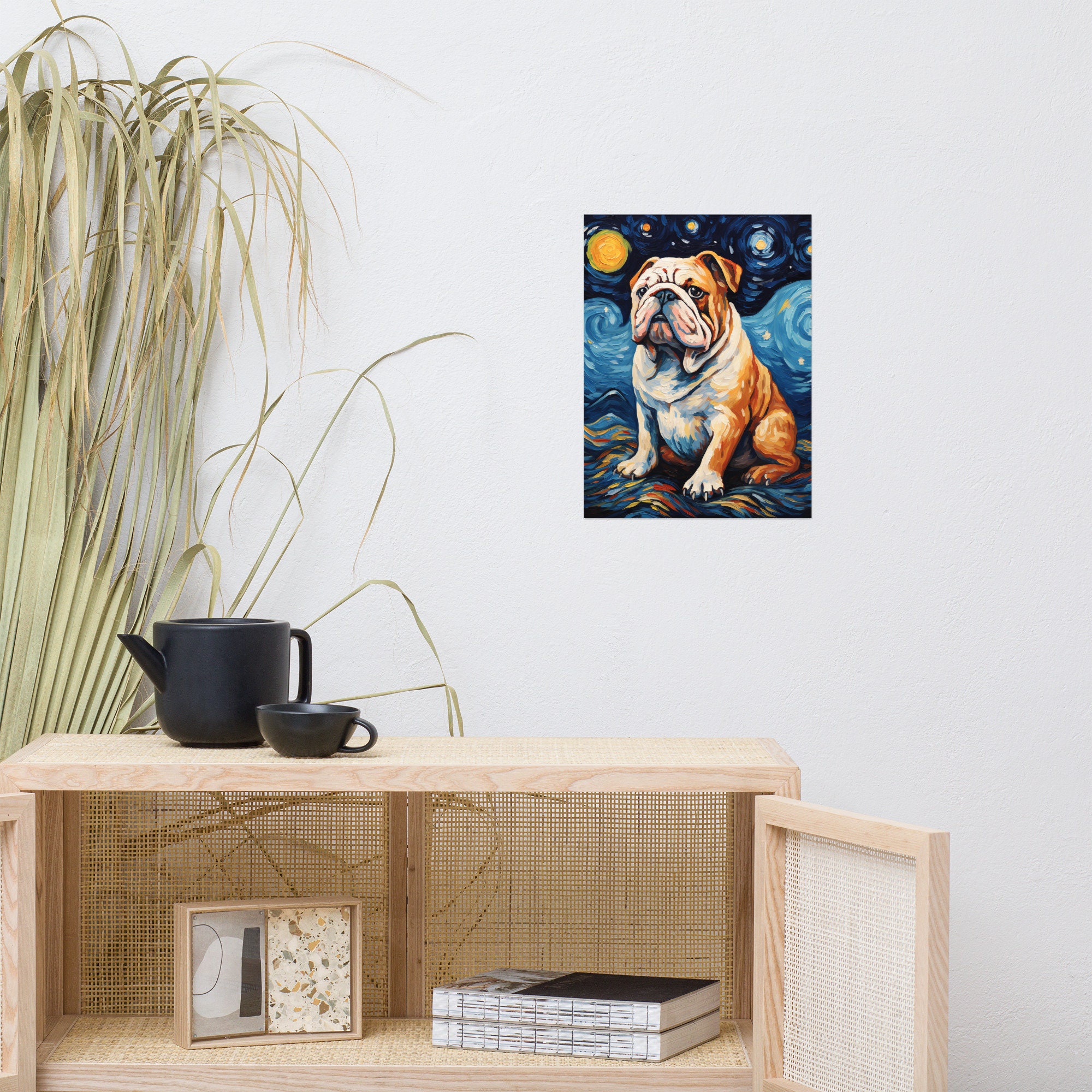 Starry Night English Bulldog Poster - Etsy