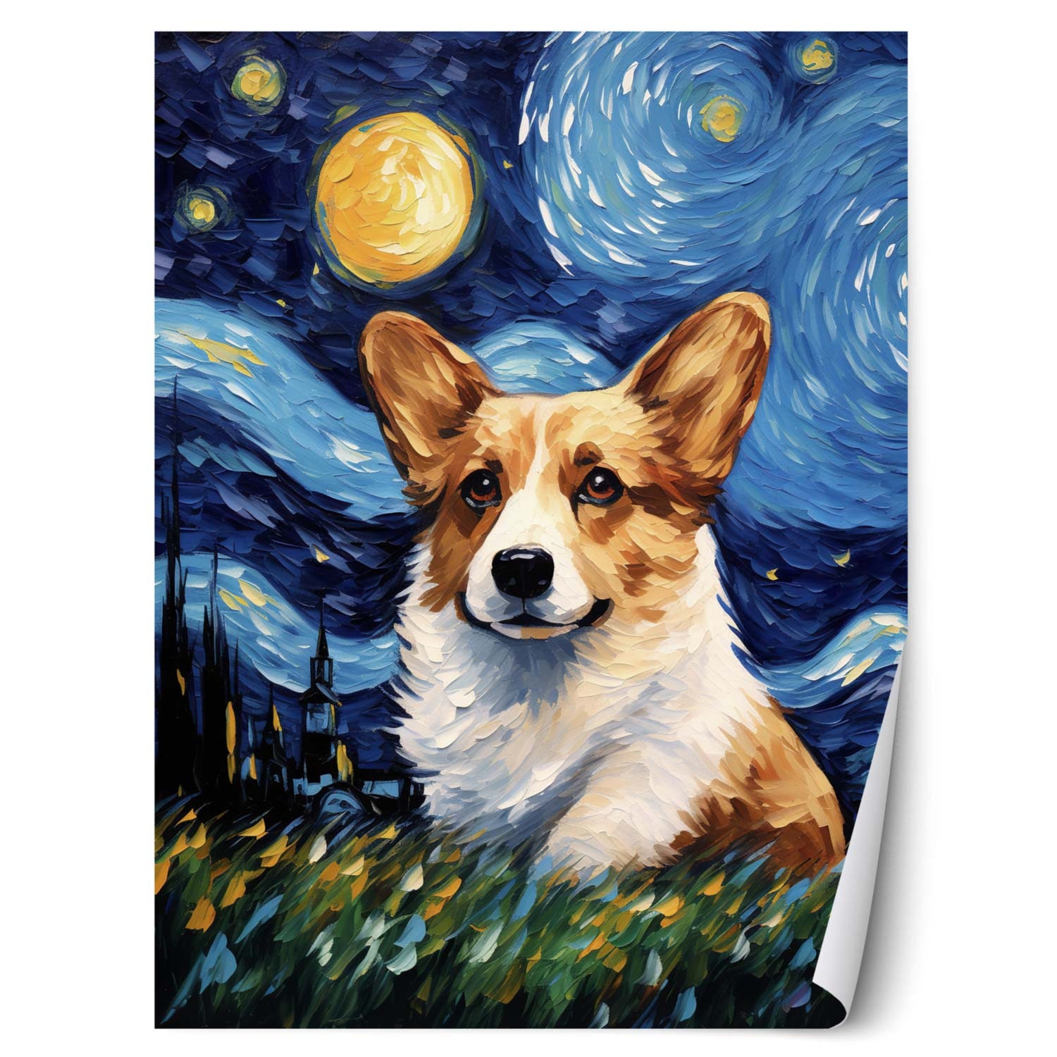 Starry Night Corgi Poster - Etsy